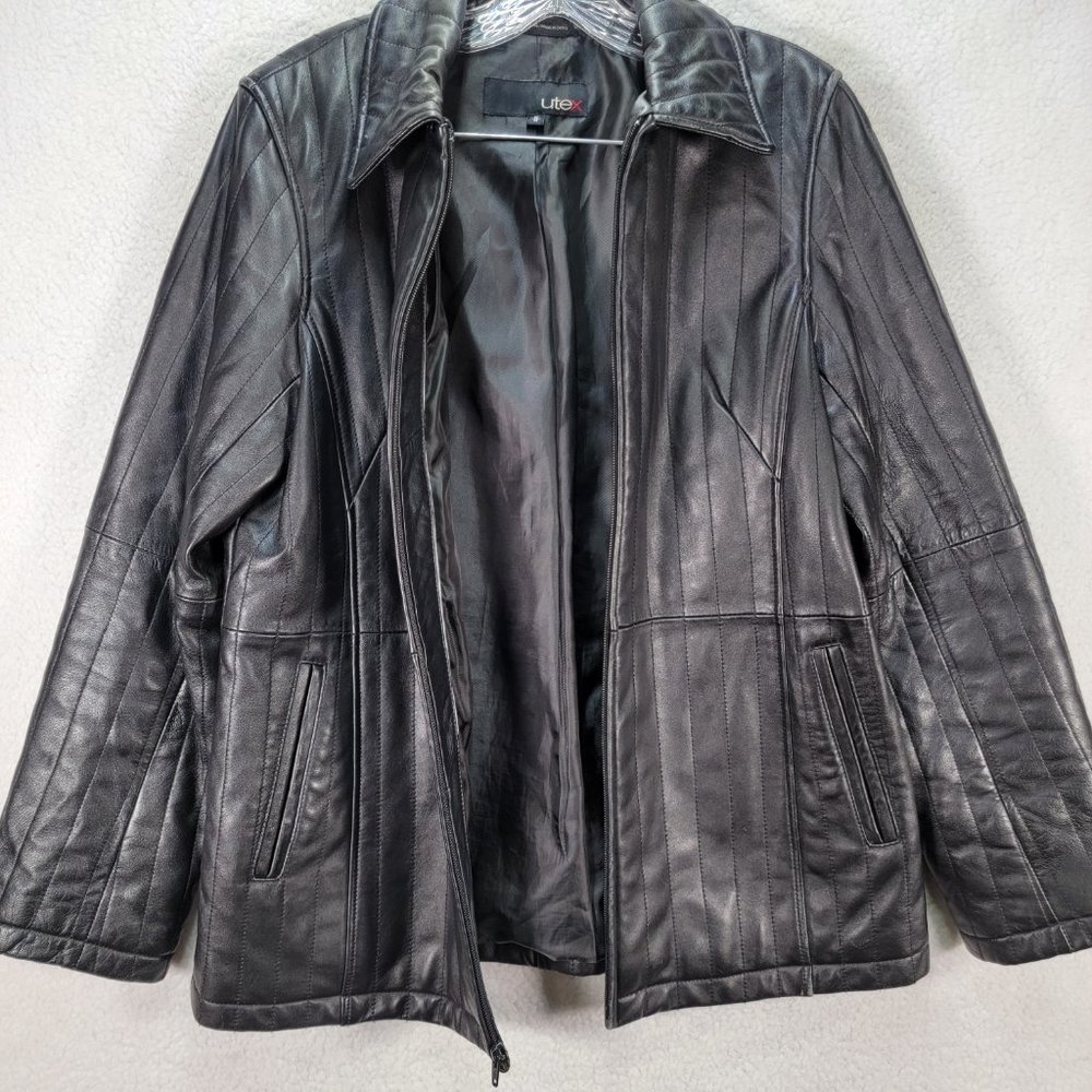 Utex Black Striped Collared Bold Classic Soft Leather… - Gem